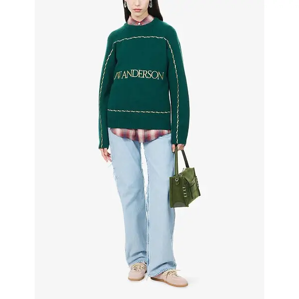 JW Anderson Logo-embroidered Round-neck Wool Jumper