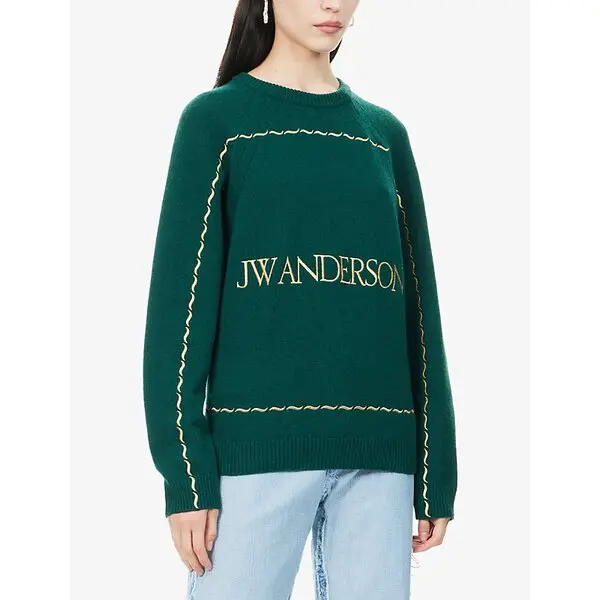 JW Anderson Logo-embroidered Round-neck Wool Jumper