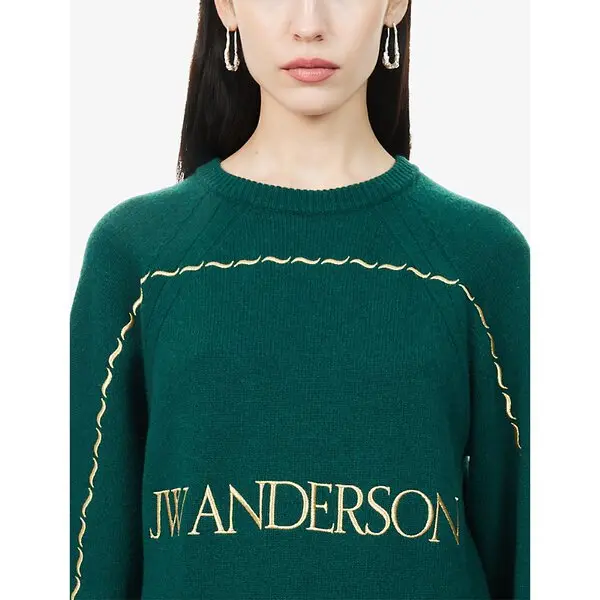 JW Anderson Logo-embroidered Round-neck Wool Jumper