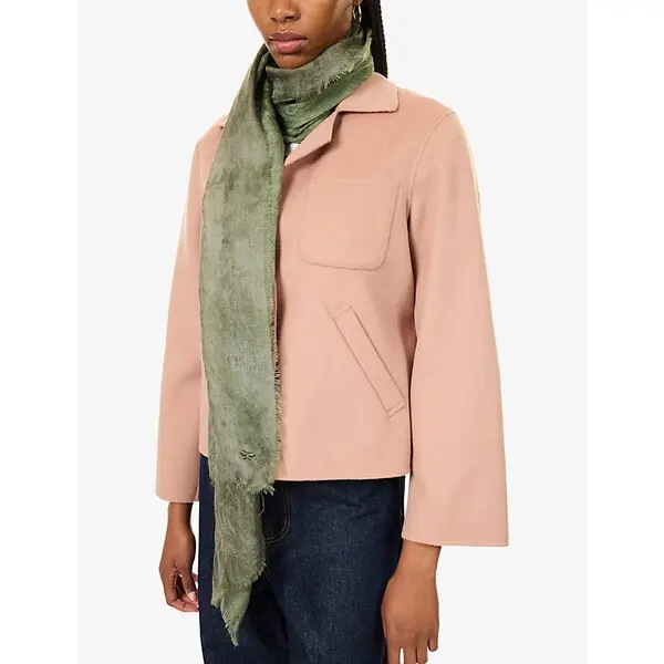Max Mara Tie-dye Fringed-edge Wool Scarf