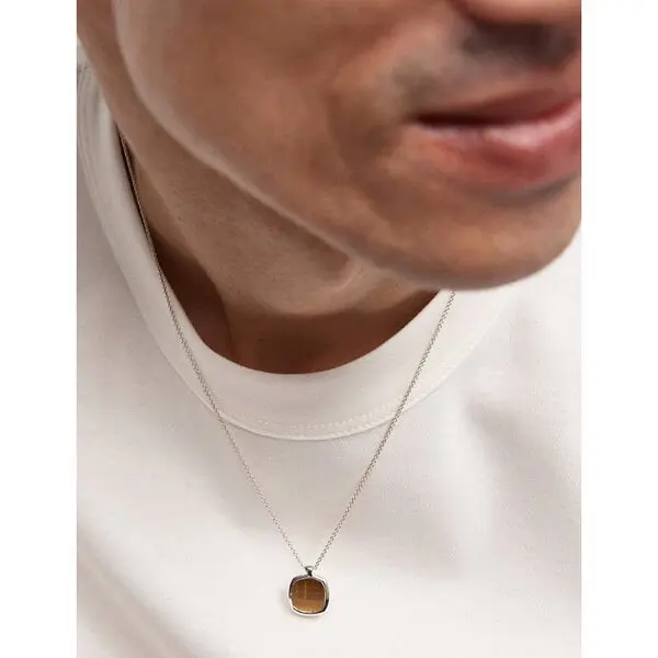 Monica Vinader Delphi Gemstone Sterling And Tiger's Eye Necklace
