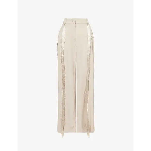 REBIRTH Fringed Straight-leg Woven Trousers