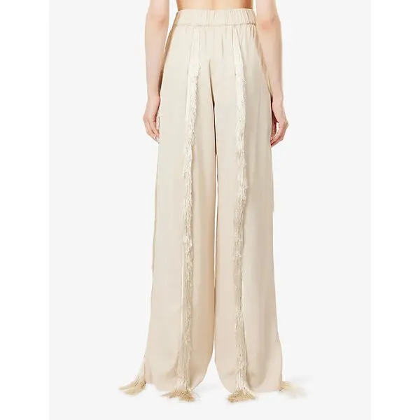 REBIRTH Fringed Straight-leg Woven Trousers