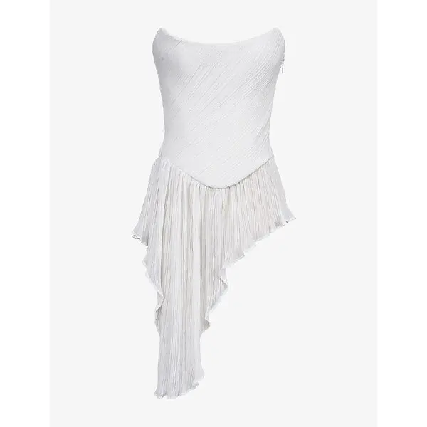 House Of Cb Renata Micro-pleat Strapless Woven Top