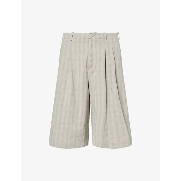 Our Legacy Split Wide-leg Cotton And Linen-blend Shorts