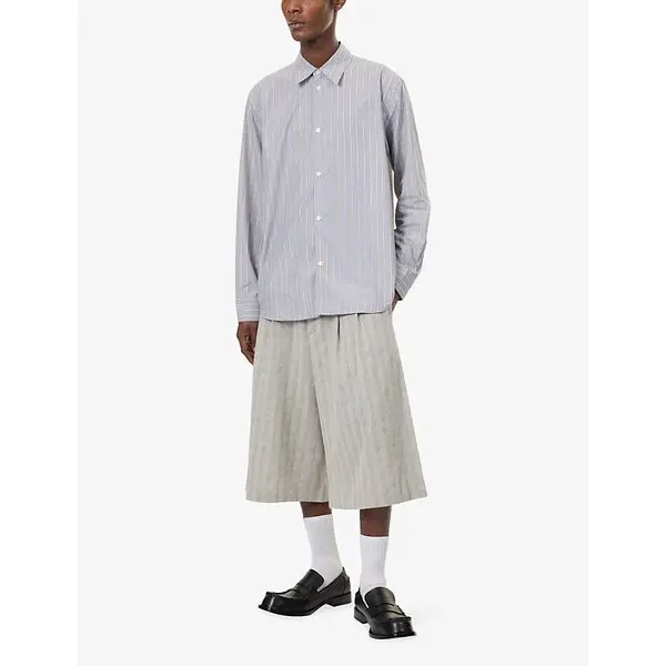Our Legacy Split Wide-leg Cotton And Linen-blend Shorts