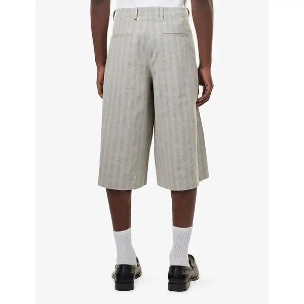 Our Legacy Split Wide-leg Cotton And Linen-blend Shorts