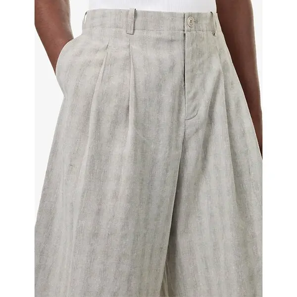 Our Legacy Split Wide-leg Cotton And Linen-blend Shorts
