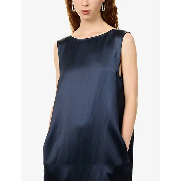 RUOHAN Satin High-neck Maxi Dress