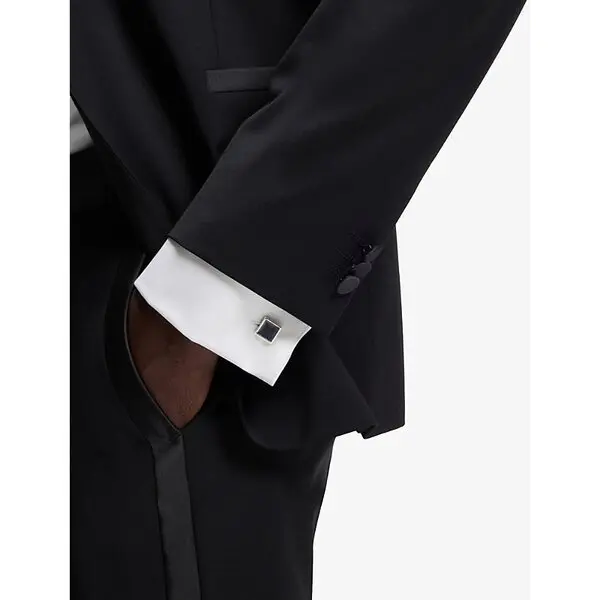 Hugo Square Branded Metal And Enamel Cufflinks