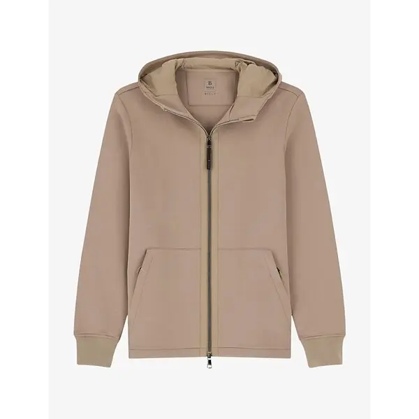 Boggi Milano Hooded Zip-up Stretch Cotton-blend Sweatshirt