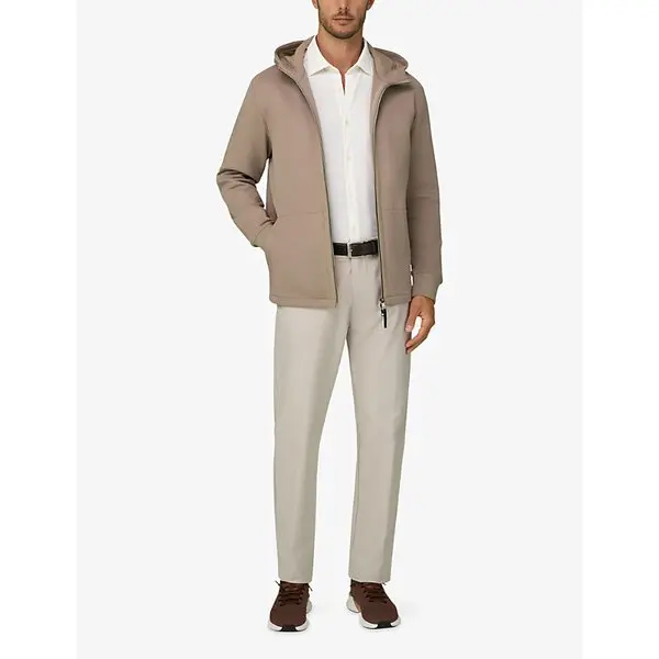 Boggi Milano Hooded Zip-up Stretch Cotton-blend Sweatshirt
