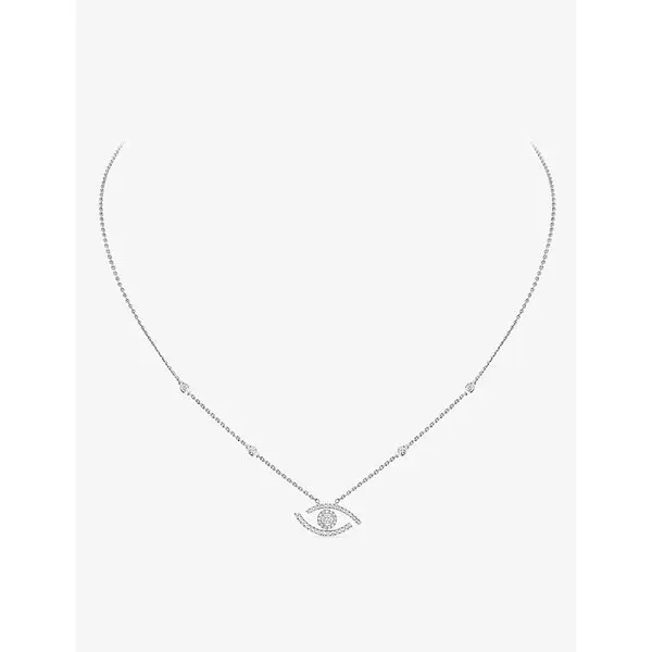 Messika Lucky Eye Diamond Pavé Gold Pendant Necklace - White