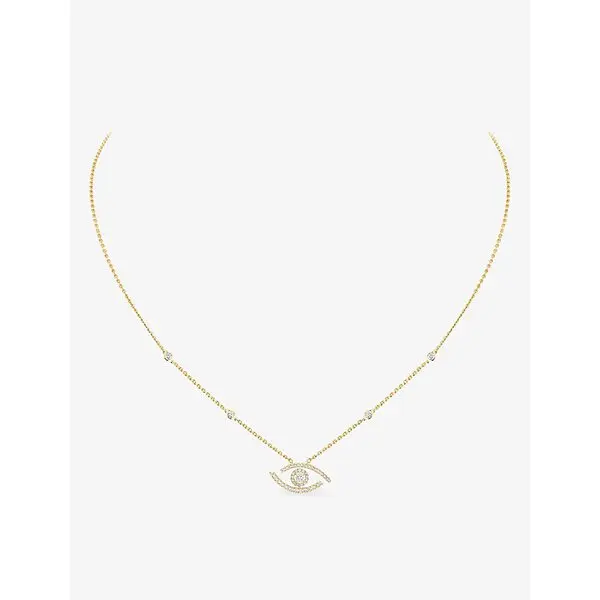 Messika Lucky Eye Diamond Pavé Gold Pendant Necklace - Yellow