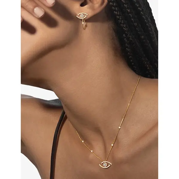 Messika Lucky Eye Diamond Pavé Gold Pendant Necklace - Yellow