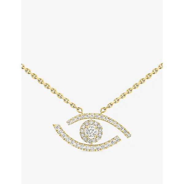 Messika Lucky Eye Diamond Pavé Gold Pendant Necklace - Yellow