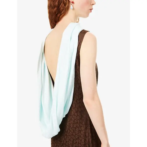 SIEDRES Manon Draped-back Jacquard Satin Maxi Dress