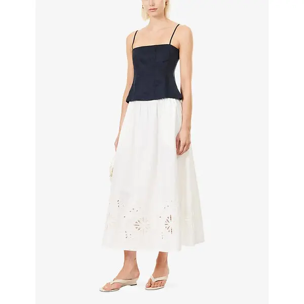 Jenni Kayne Embroidered Cotton Midi Skirt