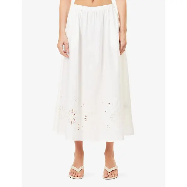 Jenni Kayne Embroidered Cotton Midi Skirt