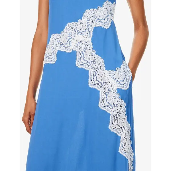 Christopher Esber Strapless Lace Trim Silk Maxi Dress