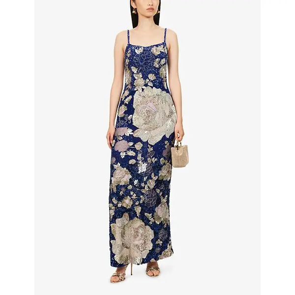 LA FUORI Sequined Maxi Dress