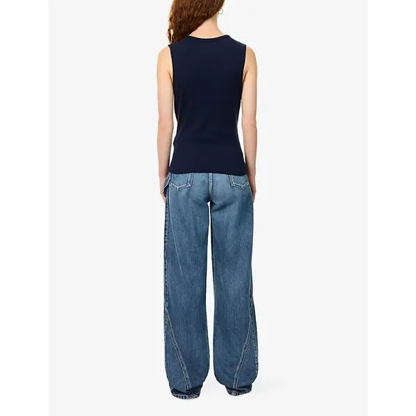 JW Anderson Waist-tie Cotton And Wool Blend Tank Top - Navy