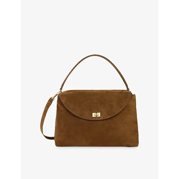 Sandro Le Grand Bazaar Suede Shoulder Bag - Beige