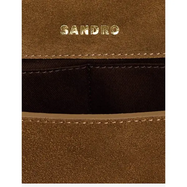Sandro Le Grand Bazaar Suede Shoulder Bag - Beige