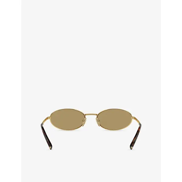 Prada Oval Frame Metal Sunglasses - Gold