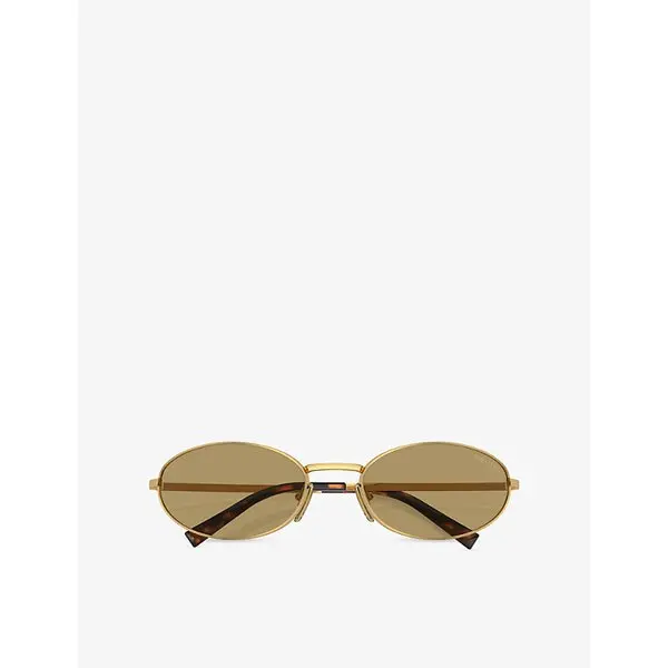 Prada Oval Frame Metal Sunglasses - Gold