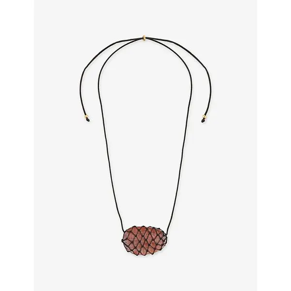 HEAVEN MAYHEM Julia Net Wood Pendant Necklace - Brown/black