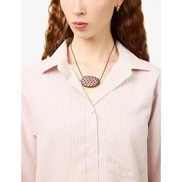 HEAVEN MAYHEM Julia Net Wood Pendant Necklace - Brown/black