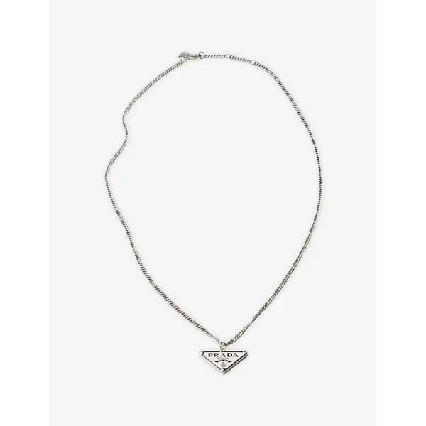 Prada Triangle-logo Enamelled Metal Necklace