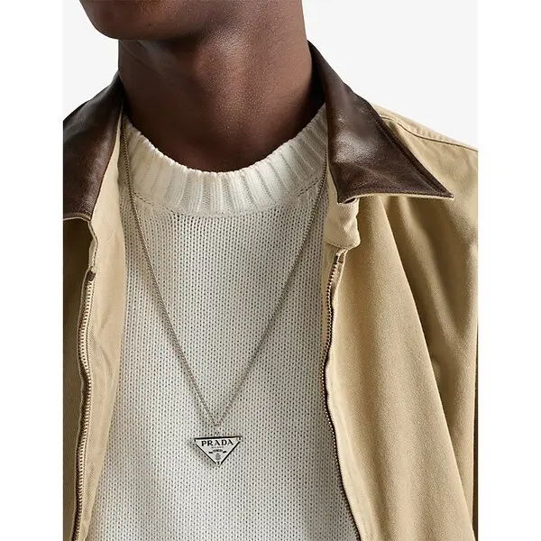 Prada Triangle-logo Enamelled Metal Necklace