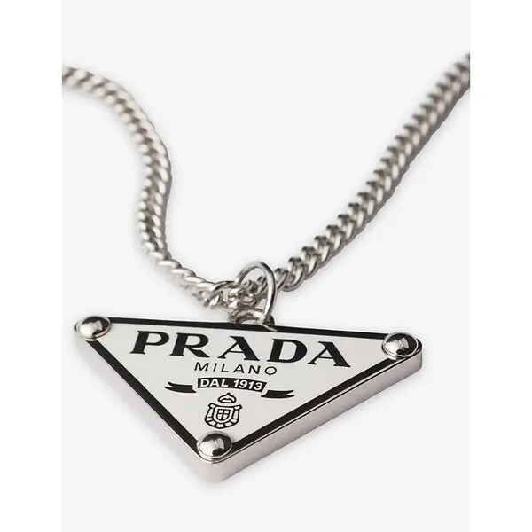 Prada Triangle-logo Enamelled Metal Necklace
