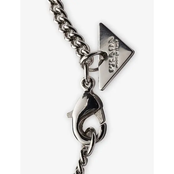 Prada Triangle-logo Enamelled Metal Necklace