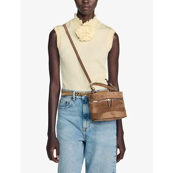 Sandro Tangolino Suede Top-handle Bag - Brown