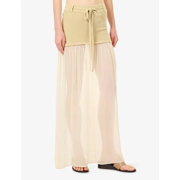 AYA MUSE Asha Sheer-panel Cotton Maxi Skirt