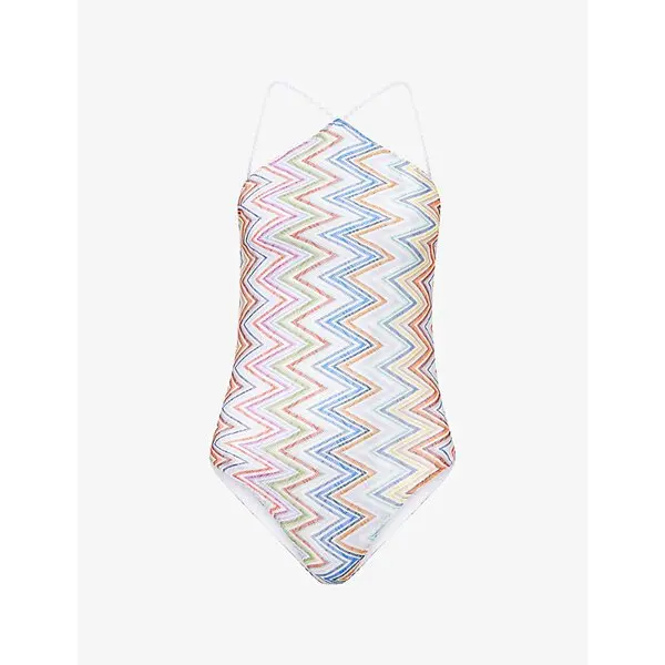 Missoni Zigzag Pattern Halterneck One Piece