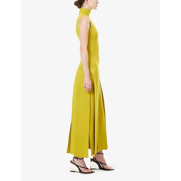 Alaïa Cut-out Pleated Stretch-knit Maxi Dress