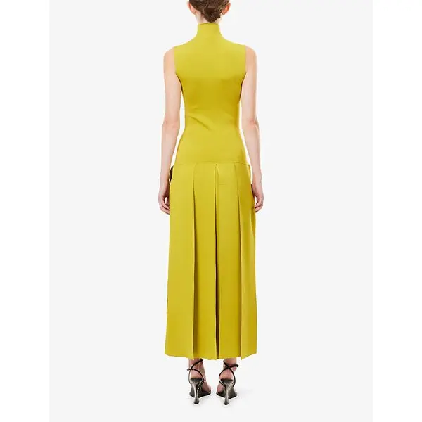 Alaïa Cut-out Pleated Stretch-knit Maxi Dress