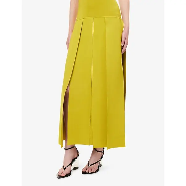 Alaïa Cut-out Pleated Stretch-knit Maxi Dress