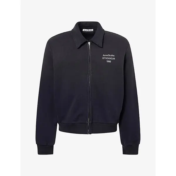 Acne Studios Logo-print Zip-up Cotton-blend Sweatshirt