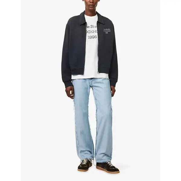 Acne Studios Logo-print Zip-up Cotton-blend Sweatshirt