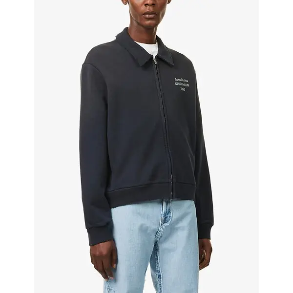 Acne Studios Logo-print Zip-up Cotton-blend Sweatshirt