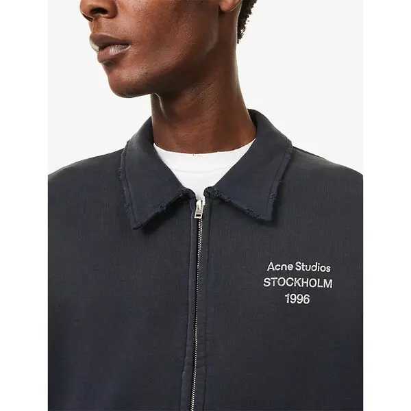 Acne Studios Logo-print Zip-up Cotton-blend Sweatshirt