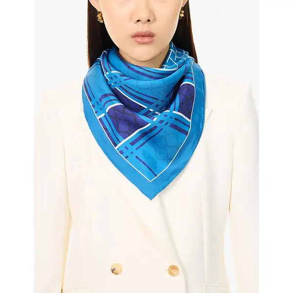 ARTFEENA Abstract-pattern Square Silk Scarf 95cm X 95cm