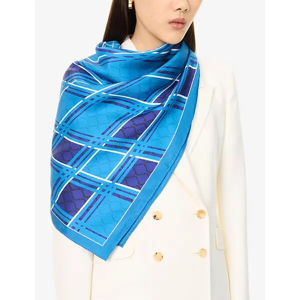 ARTFEENA Abstract-pattern Square Silk Scarf 95cm X 95cm