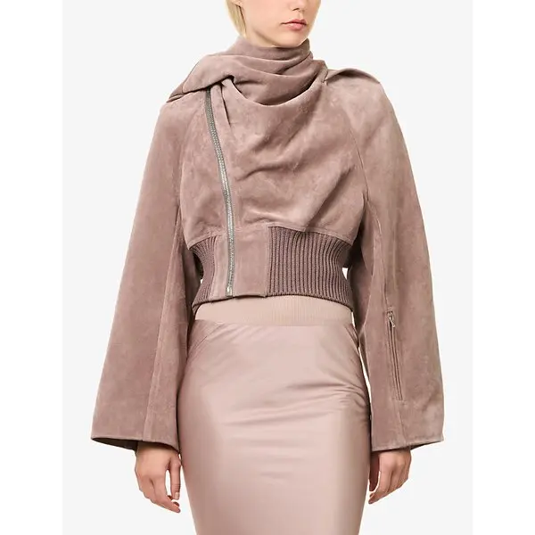 Rick Owens Asymmetrical Leather Bomber Jacket