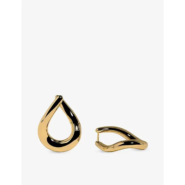 ASTRID & MIYU Molten Xl Hoop Earrings - Rhodiumplatedsilver